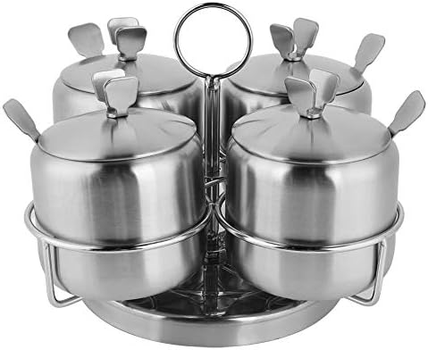 Amazon.com | LIYJTK Stainless Steel Revolving Spice Jar Set with Rack ...