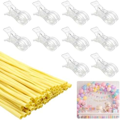 10PCS Balloon Arch Clips with 100 Long Balloons, 3.5 Inch Clear Plastic ...