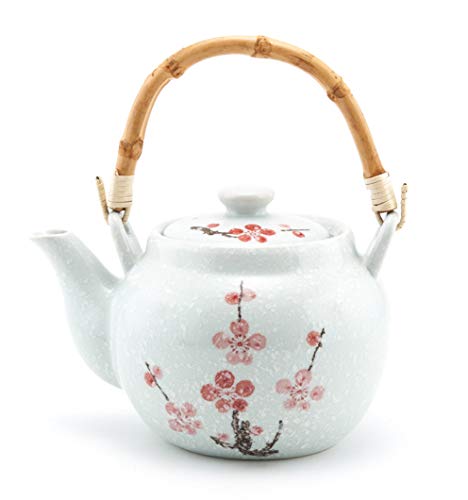 Buy Traditional Japanese Style Ceramic Teapot with Rattan Handle 42 fl ...