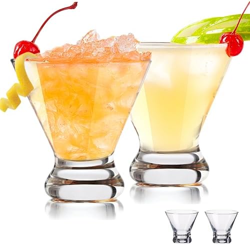 Gencywe 2 Pack Martini Glasses, 8 Ounce Crystal Cocktail Glasses ...