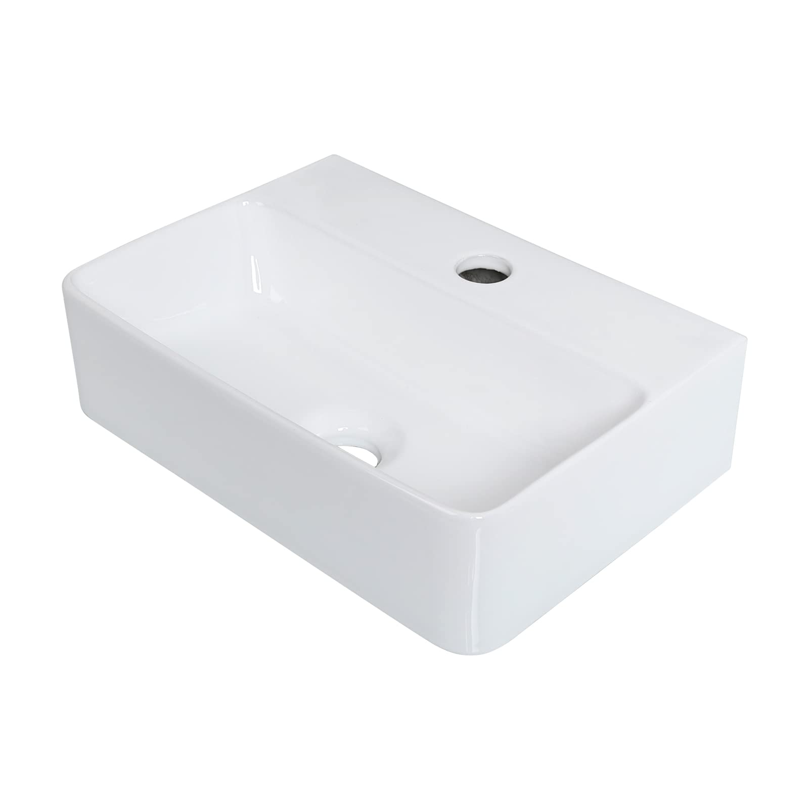 Ibergrif M41101 Bathroom White Ceramic Vessel Sink, Rectangle Wall ...