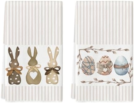Amazon.com: Artoid Mode Stripe Rabbit Bunny Eggs Easter Kitchen Towels ...