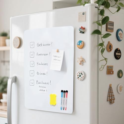 17x11 Inch Magnetic Dry Erase Board for Fridge - Refrigerator White ...