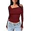Darong Women's One Off Shoulder Long Sleeve Tops Ruched Going Out Crop ...