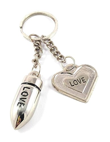 Key Era Single Sided Bullet and Heart Metal Keychain (Silver) : Amazon ...