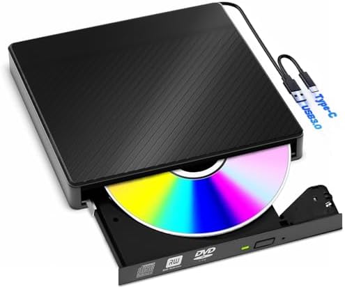 Amazon.com: Ziweo External DVD Drive USB 3.0 Type-C Portable CD DVD ...