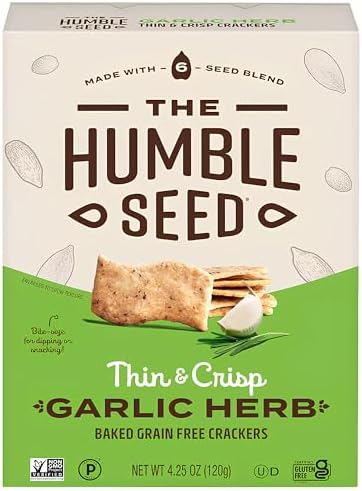 Amazon.com: The Humble Seed Grain Free Crackers, Garlic Herb, Plant ...