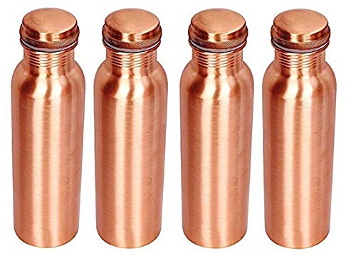 SHIBU Matt Finish Antique Yoga Gym Water Copper Bottle 1 LTR Set of 4 ...