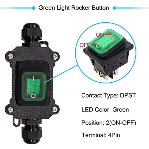 Snapklik.com : Hmknana IP67 Waterproof Inline Cord Switch 16A/250V 20A ...