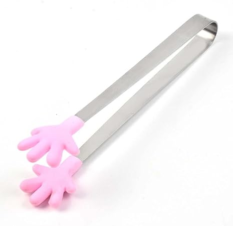 Amazon.com: Mini Hand Shape Tong Silicone Food Tongs Stainless Steel ...
