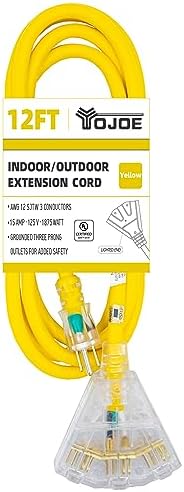 Amazon.com: YOJOE 12 Foot Yellow Extension Cord,Lighted Outdoor 12/3 ...