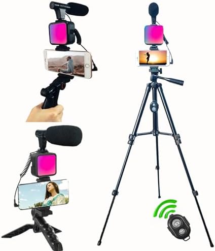 Amazon.com: Smartphone Video Vlogging Kit with LED Light, Phone Holder ...
