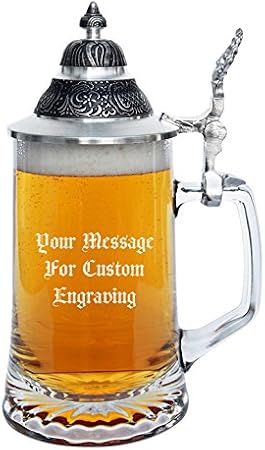 Amazon.com | Personalized Glass Beer Stein Custom Engraved with Your ...