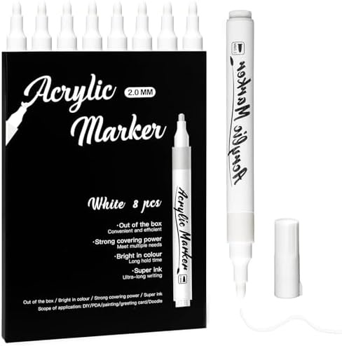 Xumann 8PCS White Marker Pen Permanent Waterproof, White Paint Pens ...