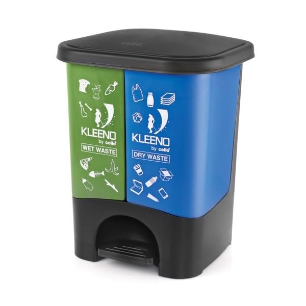 Cello Duo Plastic Step-On Pedal Dustbin for Wet and Dry Waste Bin (20 ...