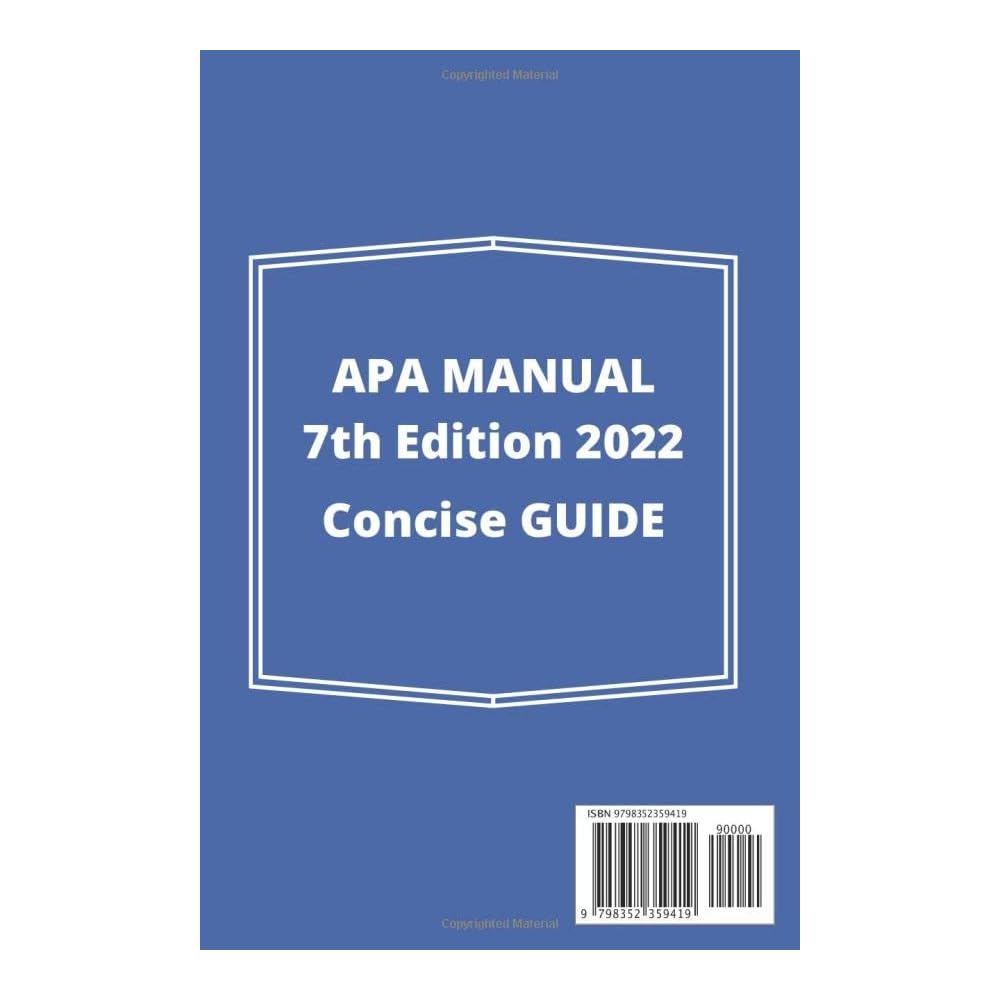 Buy APA Manual 7th edition 2022 Concise Guide: Guidelines for APA Style ...