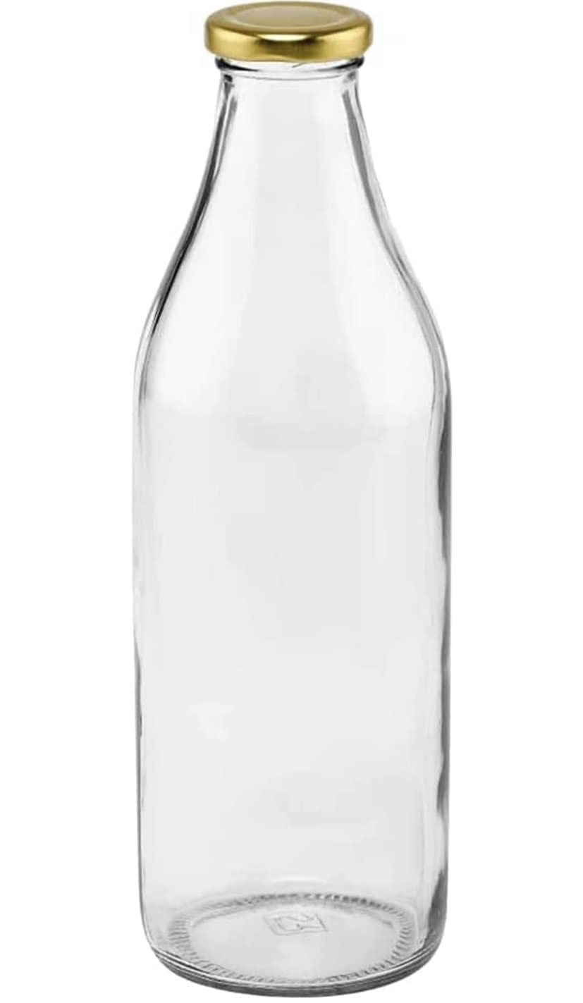 Pack of 1, Glass Bottle 1 litre for Milk, Water & Juice| Transparent 1L ...