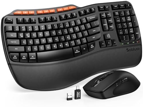 Amazon.com: Ergonomic Wireless Keyboard and Mouse Combo, 2.4G Full Size ...