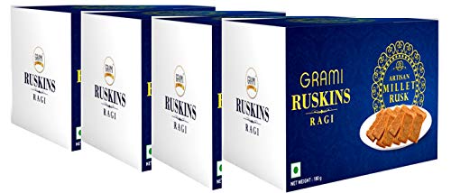 Grami Superfoods Ragi Millet Jaggery Rusk Healthy Combo 2 Packs - Made ...