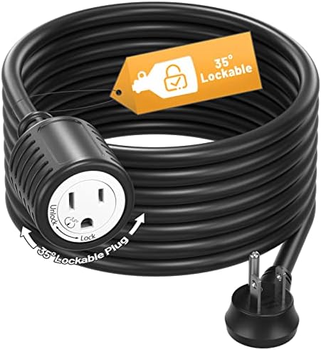 Amazon.com: 15 Ft Extension Cord, 35° Lockable Plug, Indoor & Outdoor ...