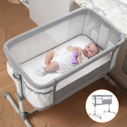 Amazon.com: besrey Baby Bassinet Bedside Sleeper, Upgraded Extra Wider ...