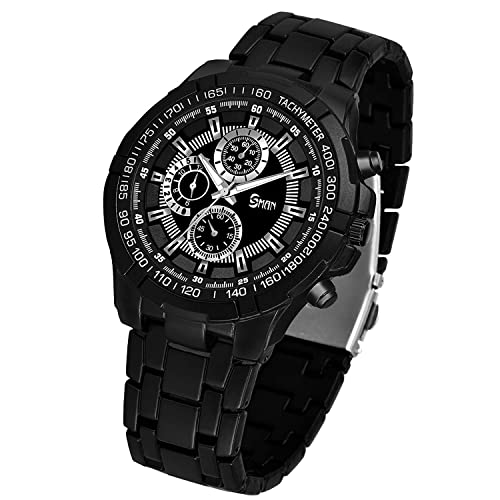 Buy SMAN Men's Black Stainless Steel Case Chain Analog Display Quartz ...
