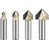 4PCS V Groove Router Bit, 90-Degree Titanium Coated Carbide-Tipped 2 ...