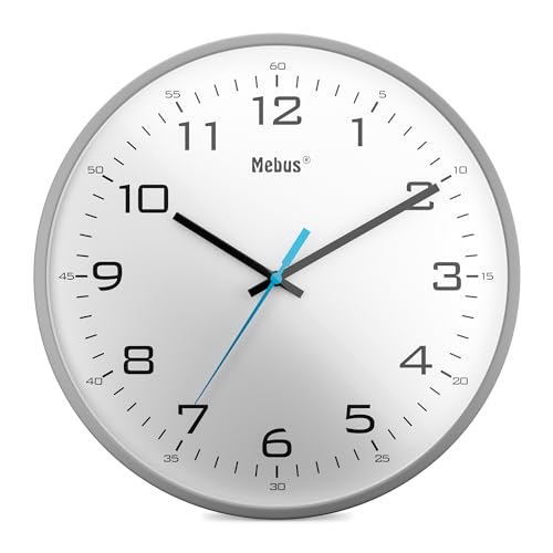 Mebus Bold Large Numbers Analogue Quartz Wall Clock, Gray, 30 cm ...