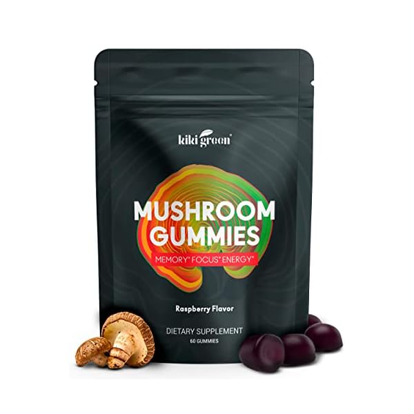 KIKI Green Mushroom Gummies with Lion's Mane & 9 Adaptogen Mushrooms ...