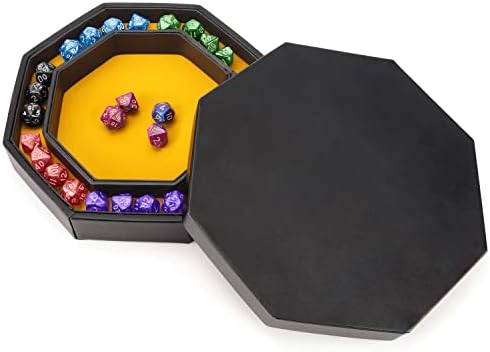 Belle Vous Black PU Leather and Yellow Velvet Octagon Rolling Dice ...