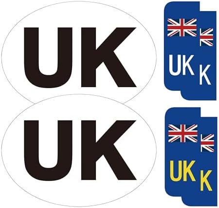 Tek Automotive 6 Pcs UK Car Stickers Set: 2X UK Oval & 4X UK Number ...