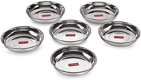 Buy Kitchen Expert Stainless Steel Plates | Set of 6 (12cm) |Heavy ...