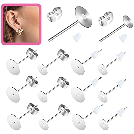 Amazon.com: 450PCS Earring Posts Stainless Steel Flat Pad ...