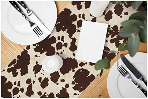 Amazon.com: Linen Cow Print Table Runner 13x71 Inch Farmhouse Western ...