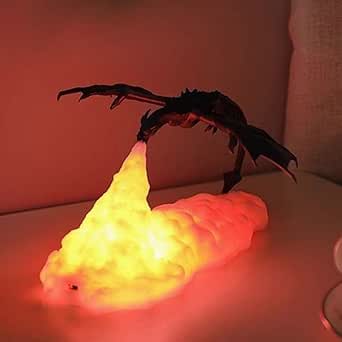 soputry Fire Dragon Lamps, 3D Printed Volcano Dragon Lamps Night Light ...
