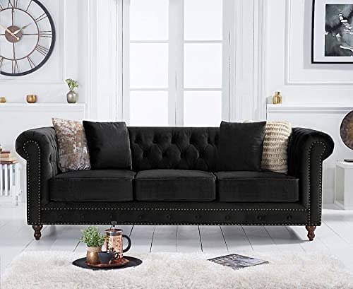 Carpentry Art Modern & Classic Hand Tufted 3 Seater Fabric Valvet Chesterfield Sofa for Home ...