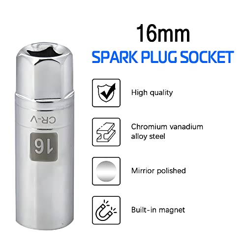 Snapklik.com : 16mm Thin Wall Magnetic Spark Plug Socket 3/8 Inch Drive ...