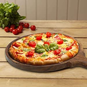 Buy ANUDAM Wooden Pizza Pan Snack Serving Tray, Wood Round Pizza Pan ...