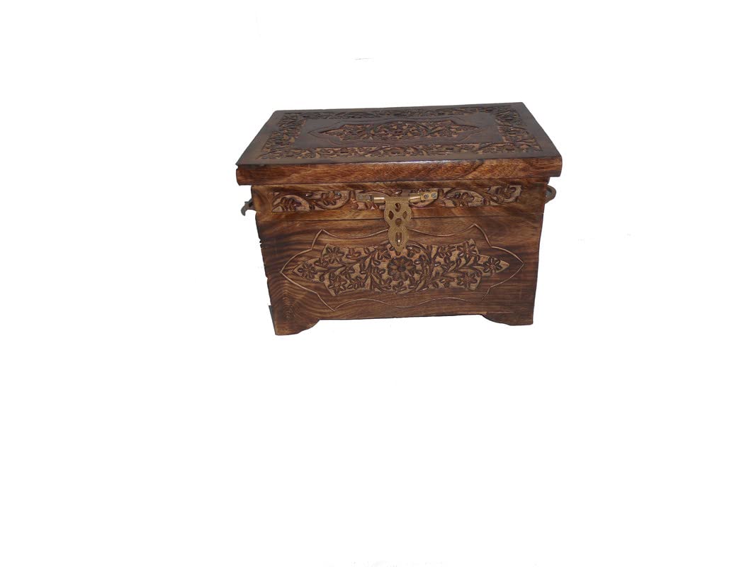 HANDICRAFT MANGO WOOD MADE VINTAGE JEWELLERY OR MAKEUP BOX : Amazon.in ...