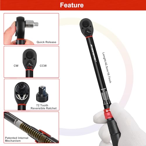 ATsafepro 1/2″ Drive Torque Wrench Set,Car Wheel Torque Wrench 30-230 ...