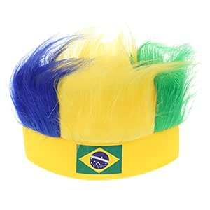 Amazon.com: Dzrige Brazilian Fans Wig Props Crazy Brazilian Soccer ...