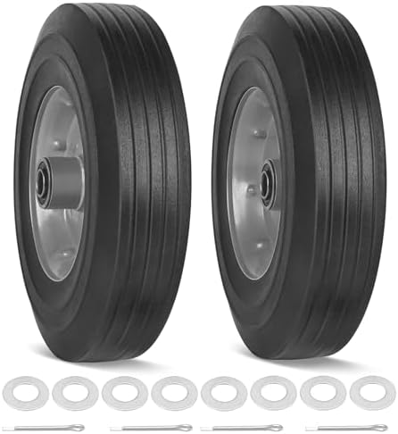 Wheels&Rims For Tractor 2pc 10" Inch SOLID RUBBER DOLLY WHEELS Tire Rim ...