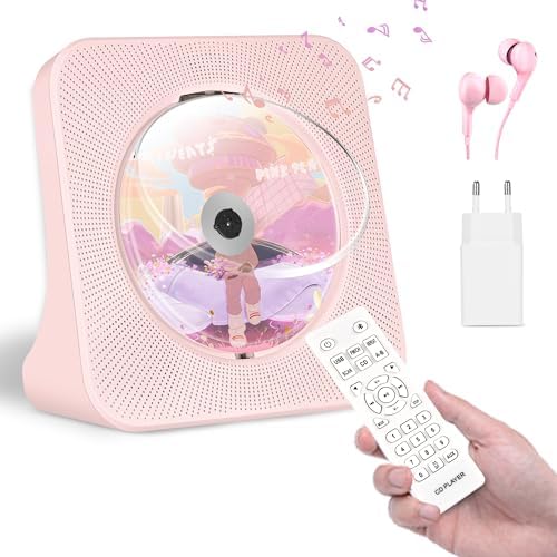 Rosa CD Player Kinder, tragbarer CD Spieler mit Bluetooth 5.0, Heim ...