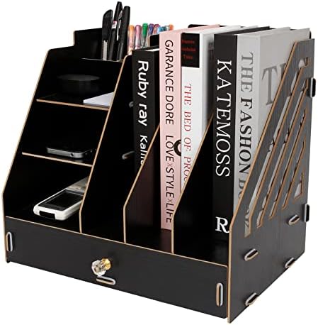 Booxihome Office Wooden Stationery Desk Tidy Storage Organiser Holder ...