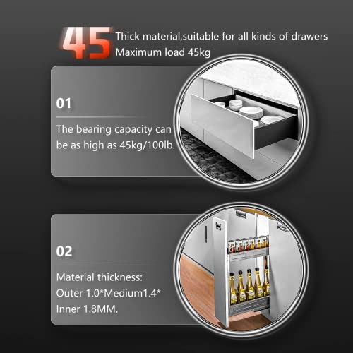 AOLISHENG Bottom Mounted Soft Close Drawer Runners Drawer Slides 550mm ...