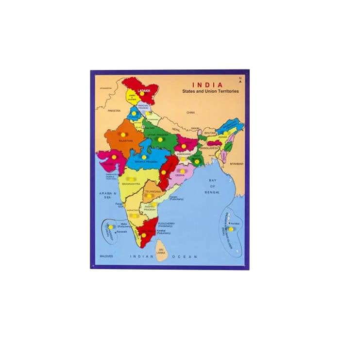 Buy India Political MAP Wooden Puzzle with KNOBS Board for Kids, India ...