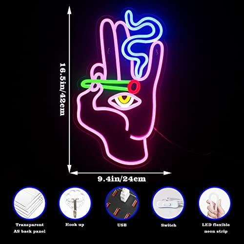 Looklight Hand Eye Neon Sign Pink Hand Neon Signs for Wall Decor Evil ...