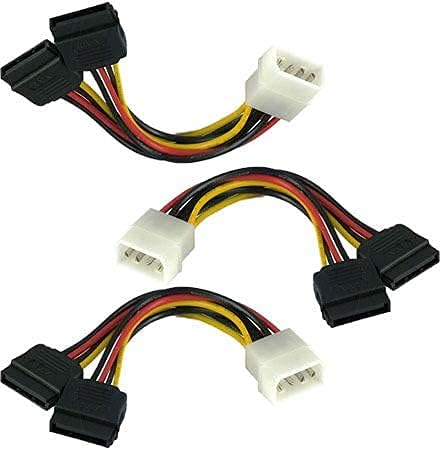 SVDK Pack of 3 SATA Power Splitter Cable 4 Pin Male IDE Molex to 15 Pin ...