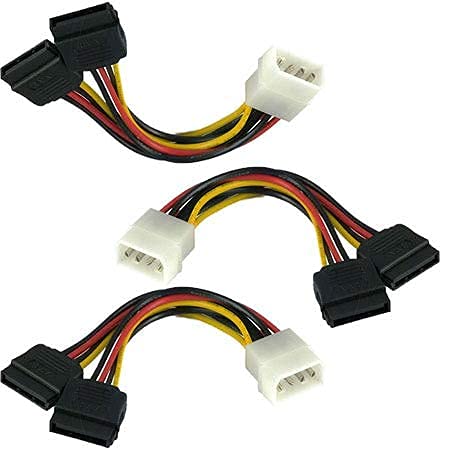 SVDK Pack of 3 SATA Power Splitter Cable 4 Pin Male IDE Molex to 15 Pin ...