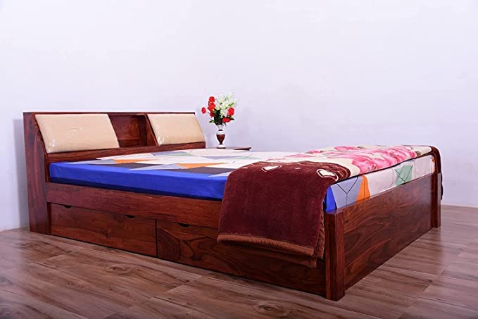 Jangu Furniture Solid Sheesham Wood Queen Size Bed with 4 Drawer ...